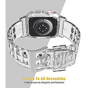 JXVM for Apple Watch Band 41mm 40mm 38mm with Case, Uni-body Protective Bumper Band, Crystal Clear Men Women Sporty Case, with Premium Soft TPU Adjustable Strap for iWatch SE & Series 8 7 6 5 4 3 2 1 (Crystal/Clear)