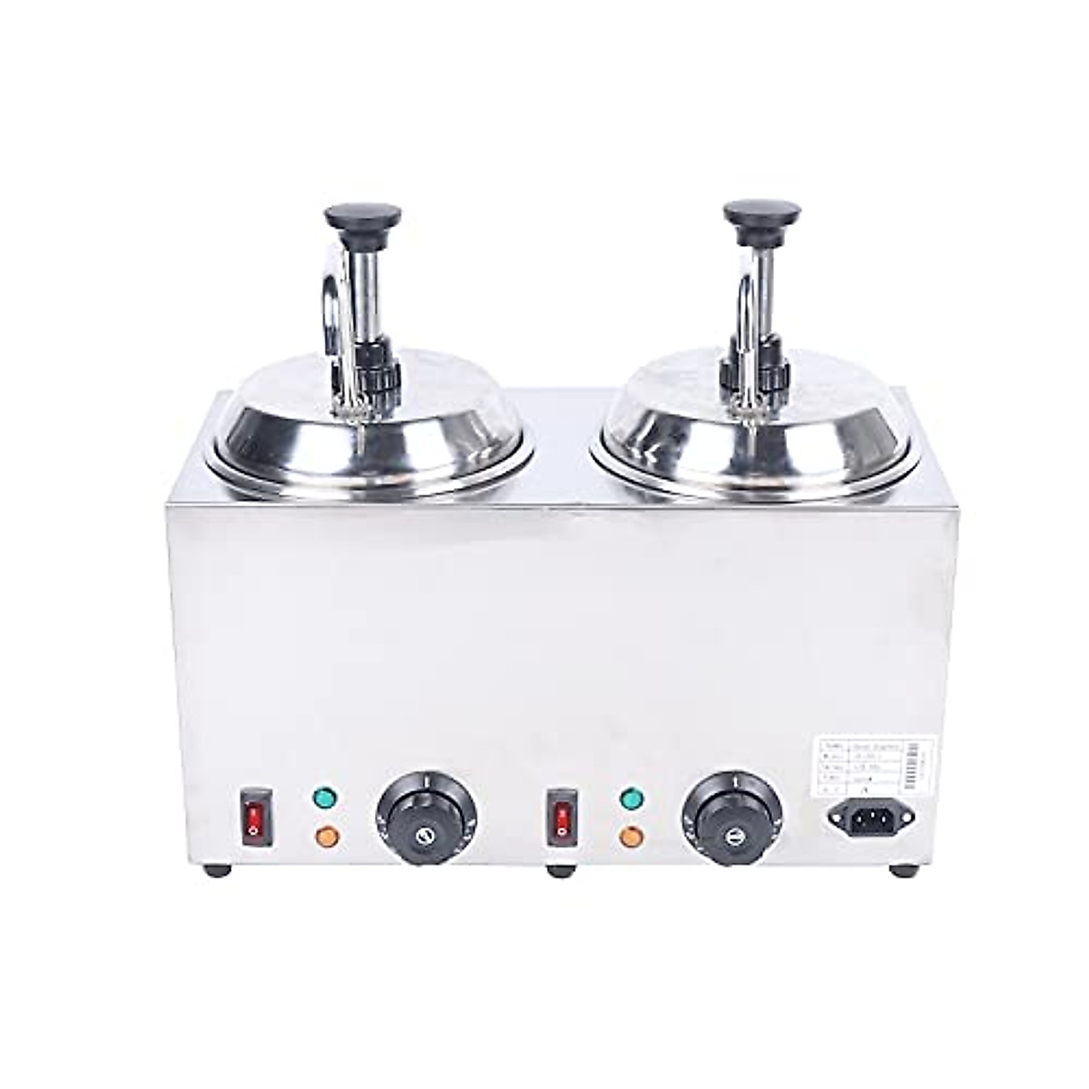 Cheese Warmer with Pump, Electric Nacho Cheese Dispenser with 2 * 2L Insert Pots, Stainless Steel Hot Cheese Dispenser for Salad Jam Seasoning Sauce