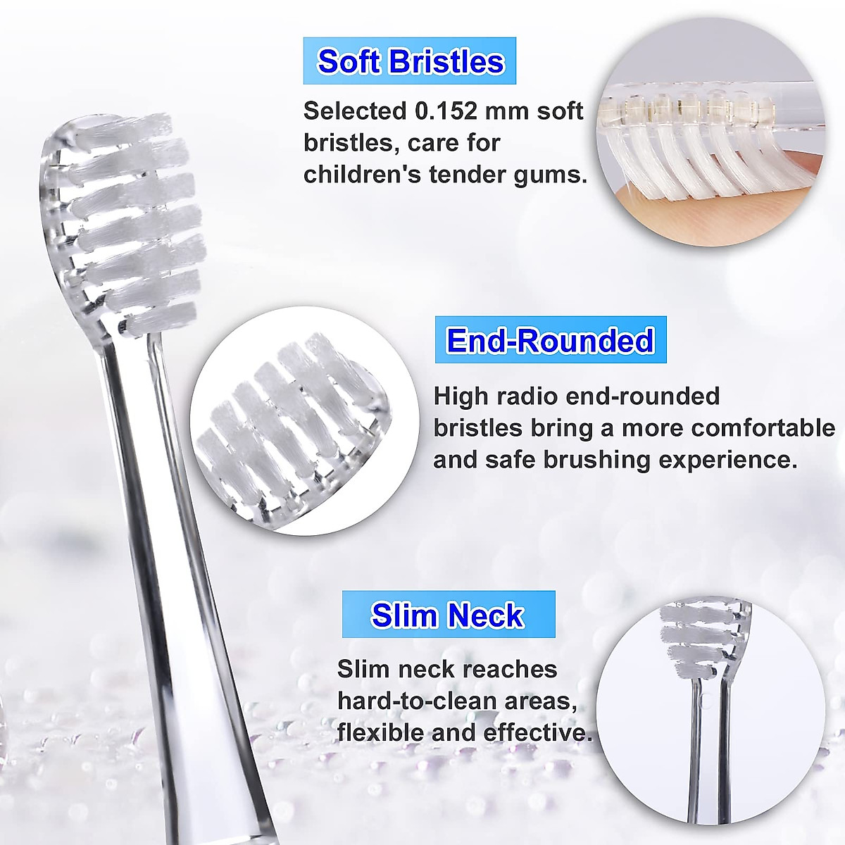 SEAGO Toothbrush Replacement Heads 6 Pack Kids Electric Replacement Brush Heads for SEAGO Toddlers Toothbrushes SG977,sg513 and Other Snap-on Electric Toothbrush