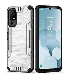HRWireless Compatible for TCL 40 XL Case (XL Version Only) Strong Tough Brushed Metallic Design [Shockproof] Hybrid Cover for [Ultimate] Protection Against Falls