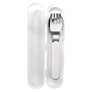 VANRA 2-Piece Children Fork And Spoon Set 18/10 Stainless Steel Child Flatware Set Kids Utensils Set with Case for Lunch Box
