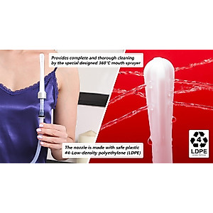 RVDKBULB Natural Vaginal Cleansing System with 3 One-Way Valves - Vaginal Douche for Women, 18 inches Long Hose, Free of PVC & Phthalates & BPAs, 12 Fl Oz, White