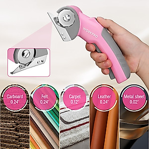 WORKPRO Cordless Electric Scissors, 4V Rotary Cutter for Cardboard Carpet Leather Plastic, 2000mAh Rechargeable Powerful shears with Storage Case