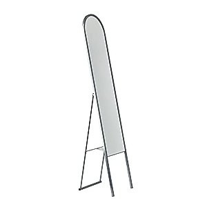 Adesso Adeline Full Length Simple, Modern Rounded Floor Mirror with Silver Folding Frame,Black