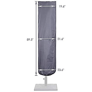 SUPERJARE Patio Umbrella Cover with Rod for 7 to 11 Ft Umbrellas & 15 Ft Double-Sided Umbrellas, 600D Protective Waterproof Cover with Zipper, Gray