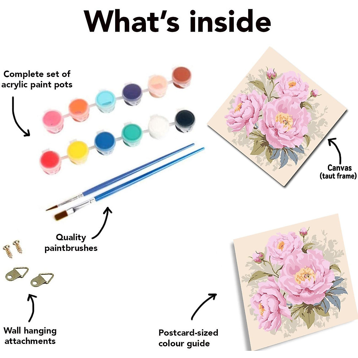 tigdtiu 2Pack Flowers Paint by Numbers Kit for Adults Beginner,Adult Paint by Number Kits On Canvas Framed, DIY Acrylic Painting Kit for Room Decor (8X8 in)