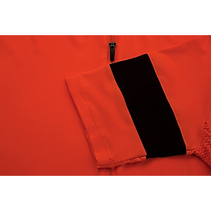 RISESBIK Cycling Jersey Men Zipper Pocket Short Sleeve Lightweight Aero Race Fit Road Bike Jersey Shirt Cuff Stitching (Orange/Black, M)