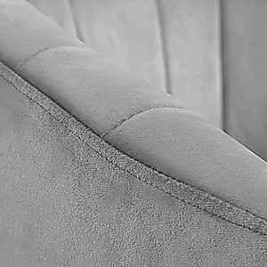 Yaheetech Velvet Accent Chair, Modern Soft Living Room Chair with Gold Metal Legs, Tufted Accent Armchair for Bedroom/Office/Guest Room, Gray