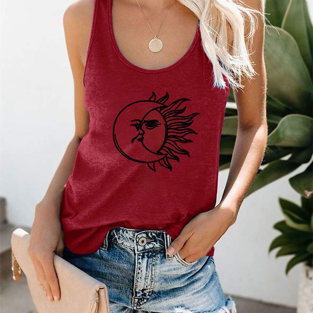 Padaleks Tank Top for Women Funny Letters Print Sleeveless T-Shirt Vest O-Neck Casual Graphic Tees Summer Tunics