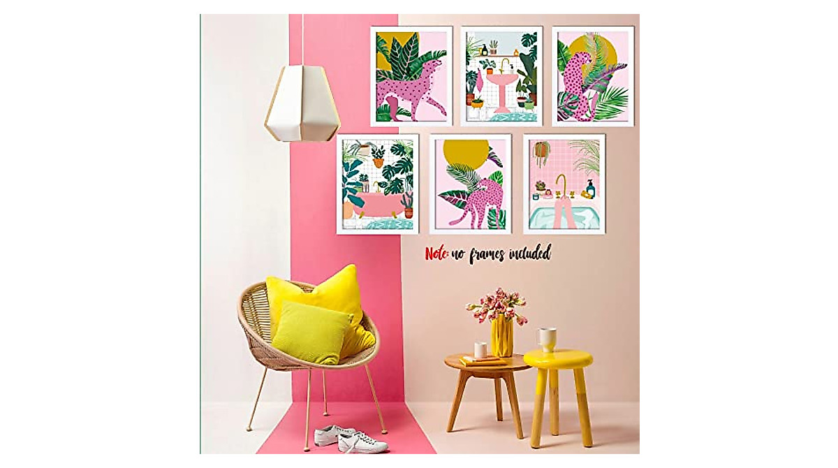 Moroccan Leopard Wall Art - Pink Cheetah Prints (Set of 6)