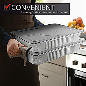 Aluminum Pans with Lids 21x13 Disposable Roasting Pans with Covers - 10 Foil Pans and 10 Foil Lids - Sturdy Catering Pans - Disposable Food Containers Great for Prepping Large Slabs of Meat