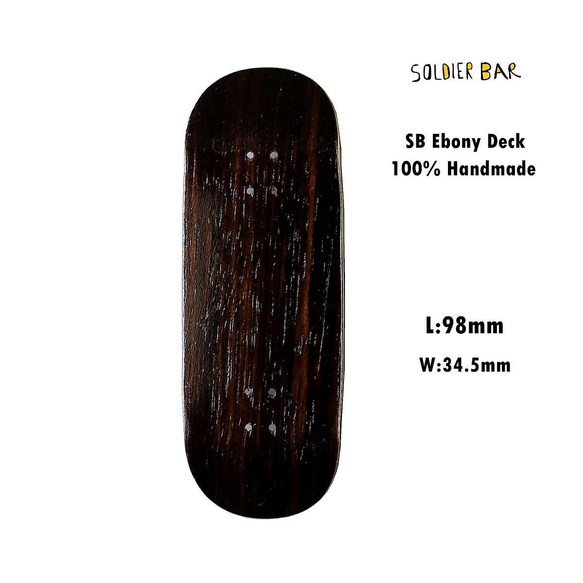 SOLDIER BAR Handmade Fingerboards Complete 8S (6-layer Canada Maple+Ebony 35mmX98mm) (Handmade Deck+34mm Big Eagle trucks+Handmade Ice Wheels)