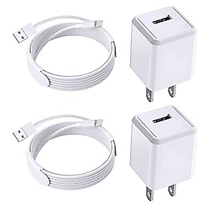 iPhone Charger [Apple MFi Certified] 2 Pack Apple iPhone Charging Lightning Cable Data Sync Cord with USB Wall Charger Block Box Travel Plug Adapter for iPhone 14/13/Pro/Max/XR/X/Xs/Max/8/Plus/AirPod