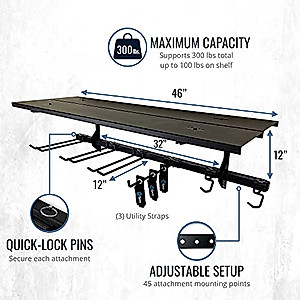 StoreYourBoard Tool Pro Essential Garage Rack, Equipment Organizer, Wall Mount Hanger With Overhead Shelf