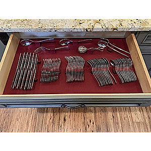 Silverware Drawer Lining Kit in Maroon - Holds 70 Pieces