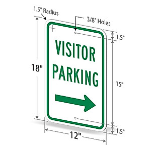 SmartSign - K-1921-EG-12x18-D2 "Visitor Parking" Sign with Right Arrow | 12" x 18" 3M Engineer Grade Reflective Aluminum