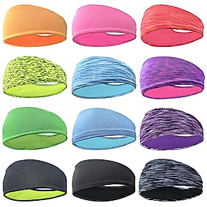 JOYOYO 12 Colors Kids Headbands Breathable Athletic Sweatbands Sports Headband for Girls and Boys Moisture Wicking Elastic Hairband for Toddler Children and Teenagers