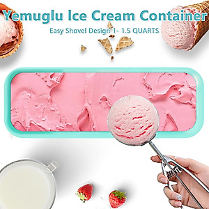 Ice Cream Containers,Silicone Ice Cream Tub Containers for Homemade Ice Cream, 1.5 Quart Ea. Stackable Storage Containers Perfect for Homemade Sorbet, Frozen Yogurt, Stores Easily In Freezer