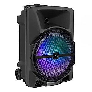 Pyle Wireless Portable PA Speaker System - 800W Powered Bluetooth Indoor & Outdoor DJ Stereo Loudspeaker with MP3 AUX 3.5mm Input, Flashing Party Light & FM Radio-PPHP1244B,Black