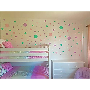Pastel Polka Dot Wall Decals -Girls Room Decor Stickers Living Room Bedroom, Bathroom, Playroom, Baby Nursery Toddler to Teen DIY Decoration (Pastel)