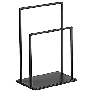 mDesign Modern Decorative Metal Fingertip Towel Holder Stand for Bathroom Vanity Countertops to Display and Store Small Guest Towels or Washcloths - 2-Sided - Black