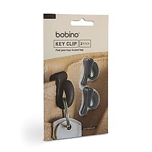 Bobino | Key Clip | Clip On Key Holder | Key Hook For Bag | Key Clip For Purse | Key Holder For Keychain | Purse Accessories | Key Chain Hooks & Compact Key Holder | Key Hanger | 2 Pack Charcoal