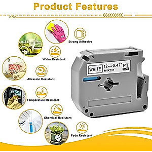 Compatible Label Tape Replacement for Brother P-Touch M Tape MK231 Label Maker Tape Refill 12mm 0.47 M-K231,Black on White,4-Pack (4)