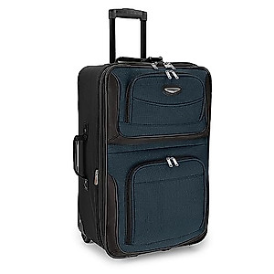 Travel Select Amsterdam Expandable Rolling Upright Luggage, Navy, Checked-Medium 25-Inch
