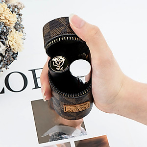 Adorila 2 Pack Lipstick Case, Leather Lip Gloss Bag for Purse, Travel Lipstick Organizer with Keychain for Women (Brown, White)