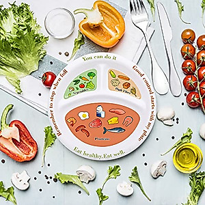 4 Pieces Bariatric Portion Control Plate Stainless Steel Silverware Flatware Set Tableware Cutlery Set Melamine Bariatric Plate Diet Plate for Balanced Eating Weight Loss Serving Decorations