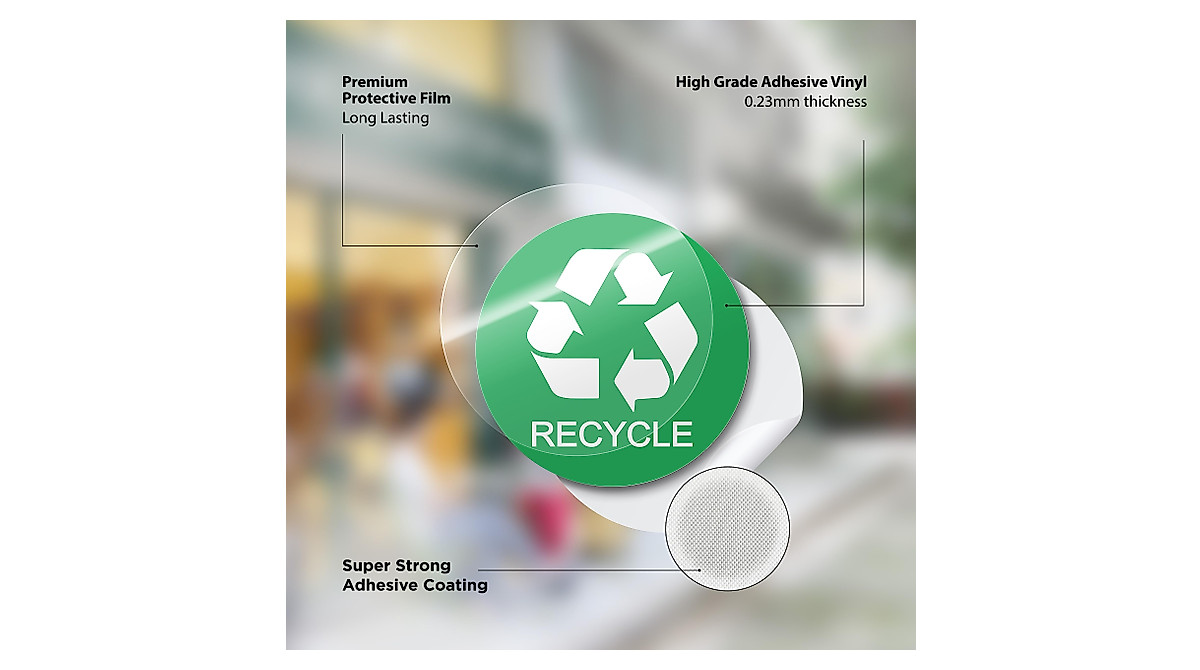 Vinyl Recycle Stickers for Trash Cans - Eco-Friendly Labels