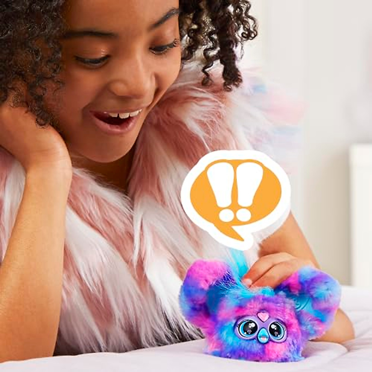 Furby Furblets Luv-Lee Mini Friend, K-Pop Music, Speaks Only Furbish, Electronic Plush Toys for Girls & Boys, Interactive Pets, Purple & Blue, Easter Basket Stuffers, 6+