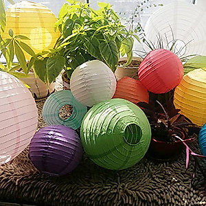 Chinese Style Paper Lanterns, Set of 5, Suitable for Party Decoration (Yellow, 10in)