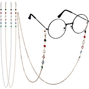 Frienda 2 Pieces Eyeglass Chains for Women Colorful Beaded Sunglasses Chain, Reading Eyeglasses Holder Strap Cords Lanyards (Bead)