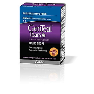 ALCON GenTeal Tears Lubricant Eye Drops, Moderate Liquid Drops, SingleUse Vials,1 pack of 36 ct , 0.03 Fl Oz