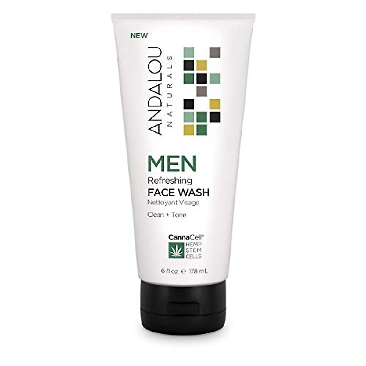 Andalou Naturals Men Refreshing Face Wash with CannaCell, 6 Ounces