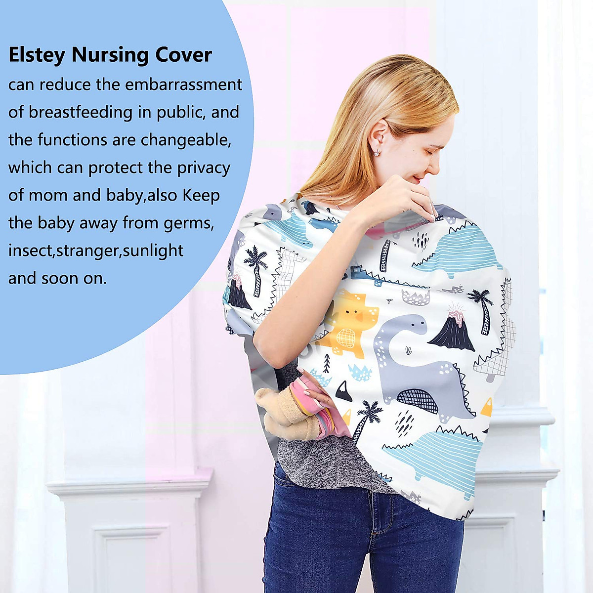 Nursing Cover Breastfeeding Cover, Stretchy Car Seat Cover for Babies, Soft Breathable Infant Carseat Canopy, Shopping Cart/High Chair/Stroller Covers