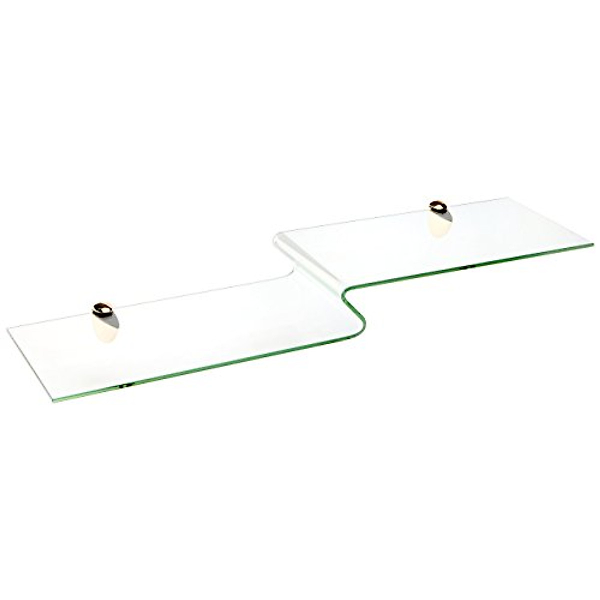 Spancraft Glass Kingbird Bent Glass Shelf, Brass Bracket, 8 x 32