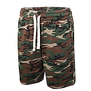 PROGO USA Men’s Shorts – Classic Fleece Workout Shorts - Men Shorts Casual with Elastic Waist (Forest Camo, XXX-Large) …