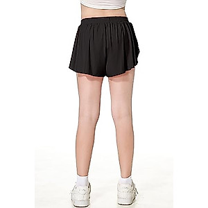 Flowy Shorts Girls Black Butterfly Tennis Skirts for Girls Teen Preppy Clothes Kids Activewear Cycling Shorts