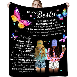 SHUIHAN to My Bestie Blanket, Ultra-Soft Fuzzy Fleece Throw Blanket, Friendship for Women, Teen Girls, Besties, Sister, Birthday Gift Blankets, 51''x59''