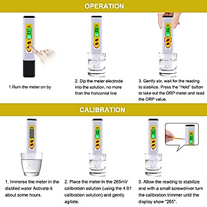 ORP Redox Meter Tester, -1999~1999mV Range, LCD Backlit ORP Meter Water Quality Mater Pen, for Drinking Water, Swimming Pool and Aquarium