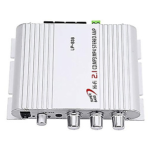 Polarlander Power Car Amplifier Hi-Fi 2.1 MP3 Radio Audio Stereo Bass Speaker Booster Player for Motorbike Home No Power Plug