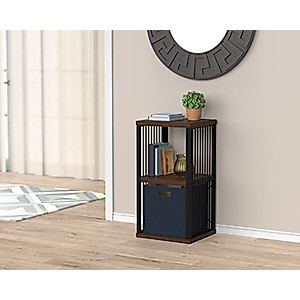 ClosetMaid 2-Cube Storage Organizer Bookshelf, Storage Shelf, Metal Frame, Wood Shelves, Easy Assembly, Black/Apple Walnut