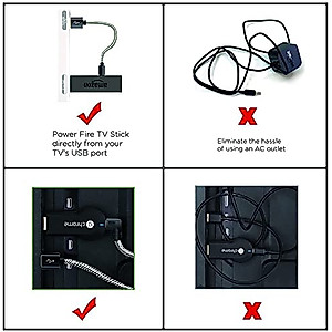 2-Pack 1 Foot USB Cable for Fire Stick, Power Cable for Streaming TV Stick, TV Power Cord for Amazon Fire Stick