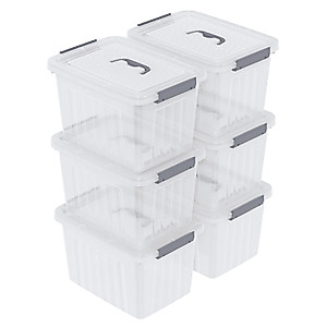 Udotry 6-Pack 10 Quart Clear Latching Bin with Handle, Plastic Storage Box with Lids