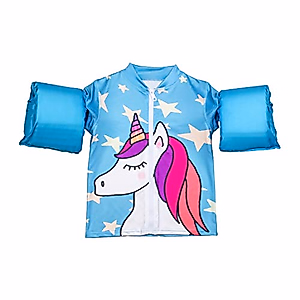 Poolmaster Swimming Pool Swim Shirt Swim Vest with Arm Floaties, Unicorn