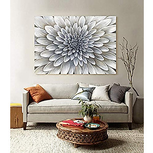 Yihui Arts White Flower Wall Painting Hand Painted Floral Pictures Artwork For Living Room Decoration