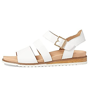 Dr. Scholl's Shoes Women's Island Glow Flat Sandal, White Smooth, 8.5