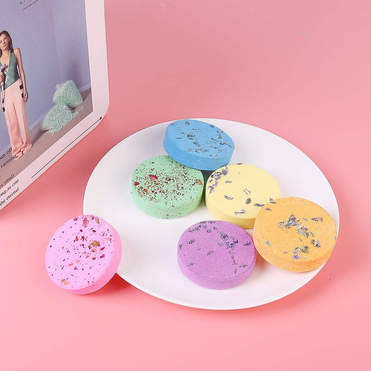 Bathroom Decor Shower Steamers Bath Bombs Aromatherapy Shower Bombs with Essential Oils for Relaxation, Stress Relief Set of 6Pcs Shower Tablets Bridal Shower Decorations Great Spa Gifts for Women